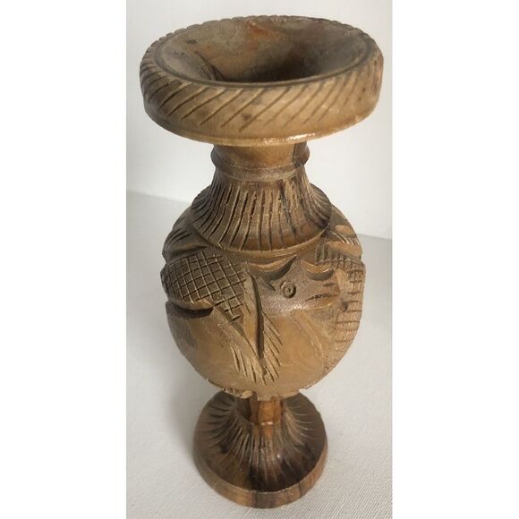 Accents | Vintage Olive Wood Vase Made In The Holy Land Figure Eagle ...